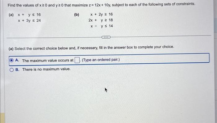 Solved Find the values of x≥0 and y≥0 that maximize | Chegg.com