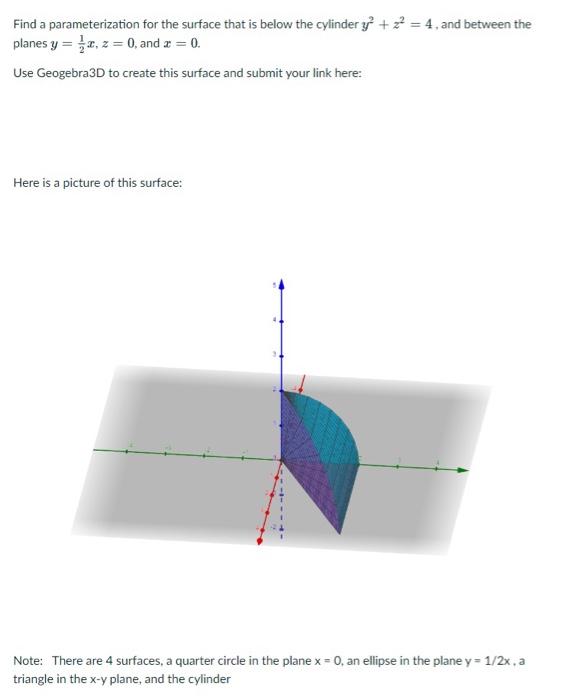Solved Find a parameterization for the surface that is below | Chegg.com