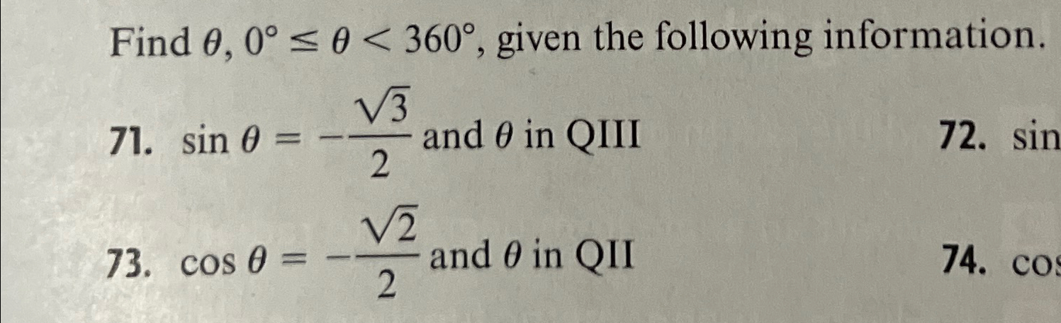 Solved Find θ,0°≤θ