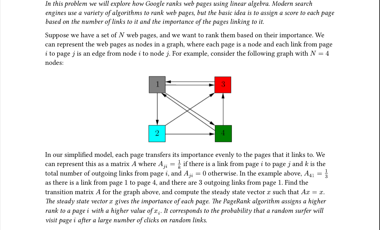 Solved In this problem we will explore how Google ranks web | Chegg.com