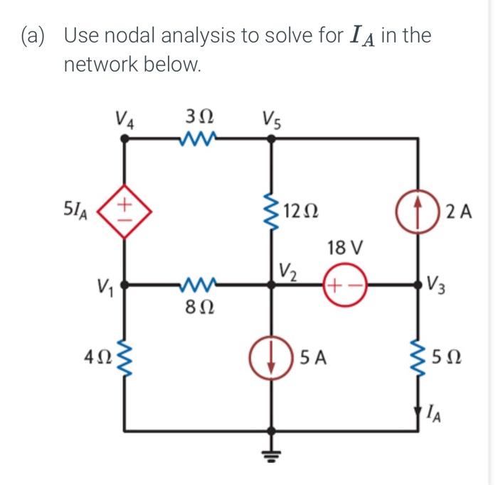 Solved (a) Use nodal analysis to solve for IA in the network | Chegg.com