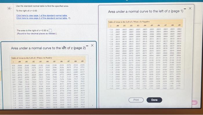 Use the standard normsl table to find the specfied | Chegg.com