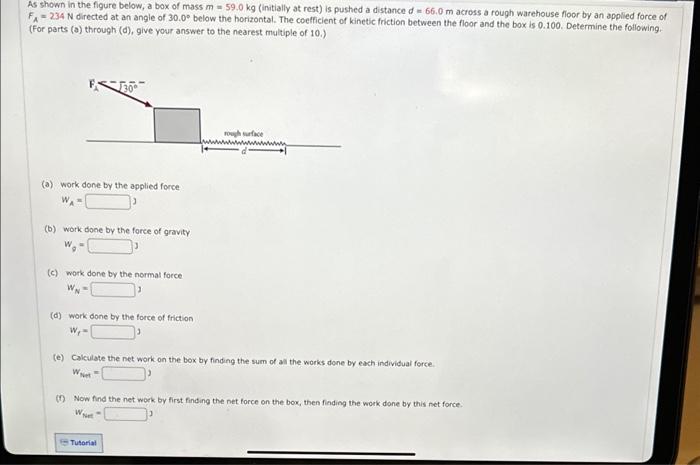 Solved As shown in the figure below, a box of mass m=59.0 kg | Chegg.com