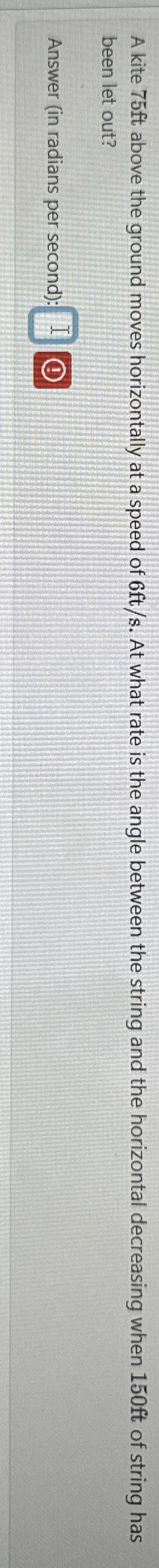 Solved A kite 75 ﻿ft above the ground moves horizontally at | Chegg.com