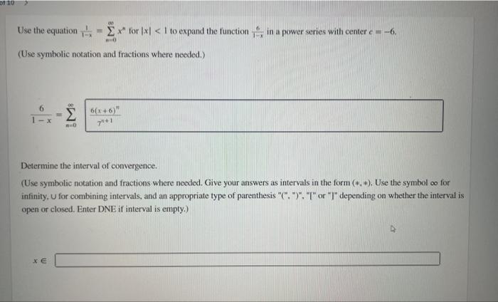 Solved Use the equation 1−x1=∑n=0∞xn for ∣x∣