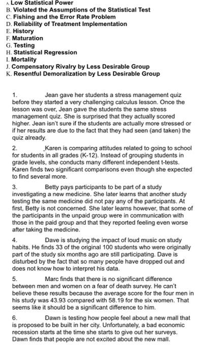 Solved Low Statistical Power B. Violated the Assumptions of | Chegg.com