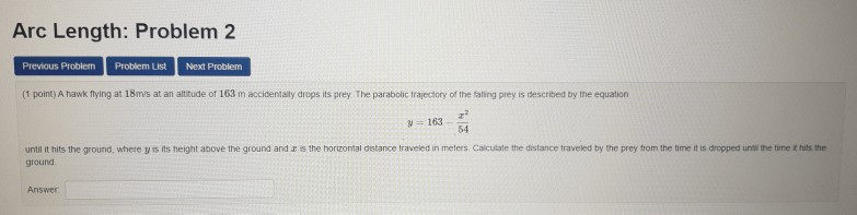 Solved Arc Length: Problem 2 Previous Problem Problem List | Chegg.com