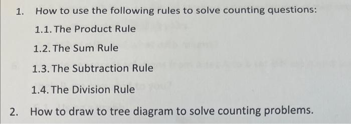 Solved 1. How to use the following rules to solve counting | Chegg.com