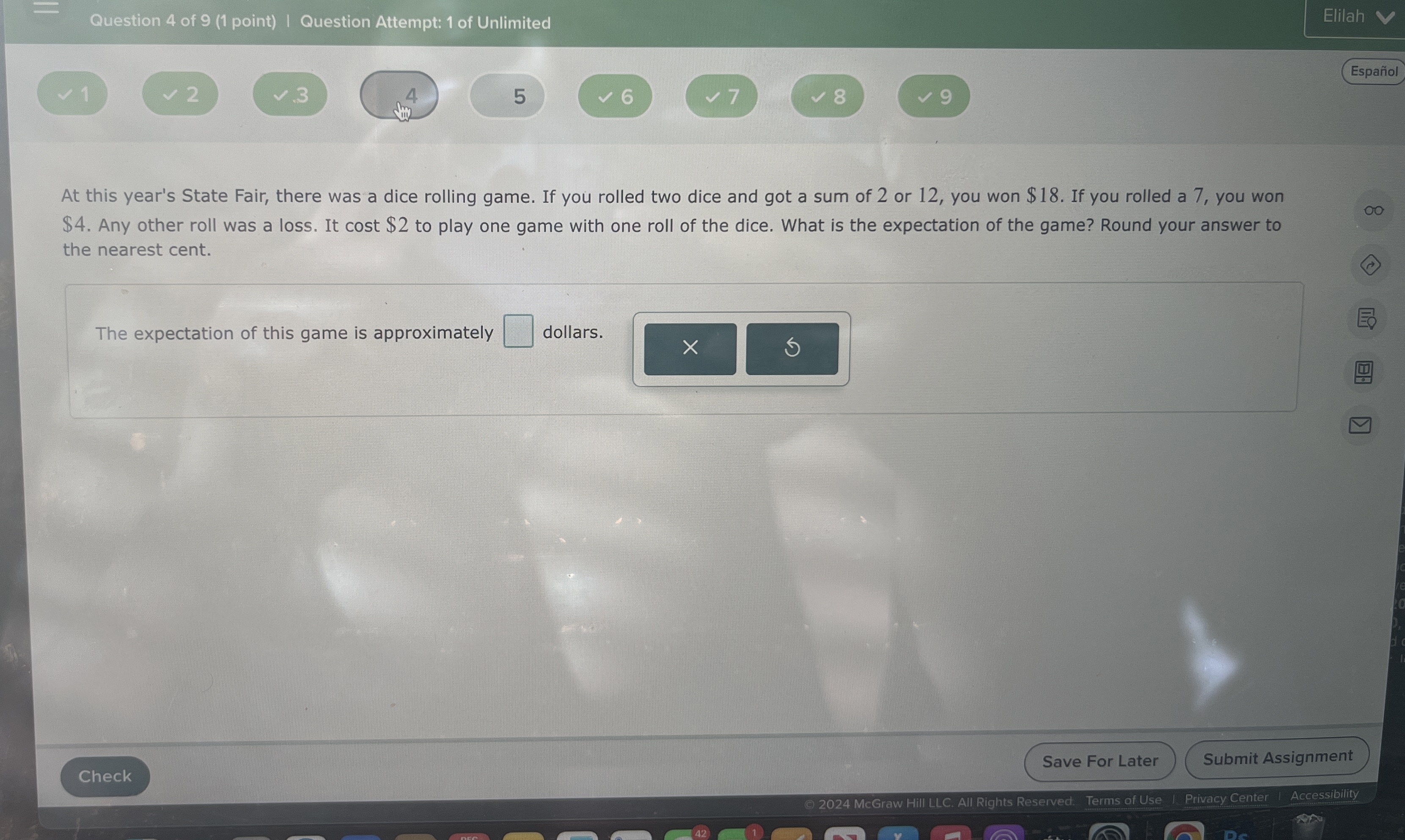 Solved Question 4 ﻿of 9 (1 ﻿point) | ﻿Question Attempt: 1 | Chegg.com