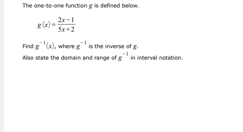 The one-to-one function g ﻿is defined | Chegg.com
