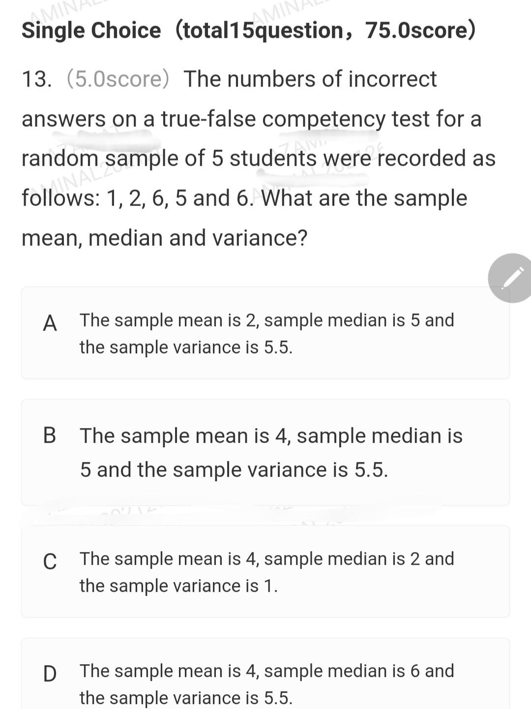Solved Single Choice (total15question, 75.0score) 13. | Chegg.com