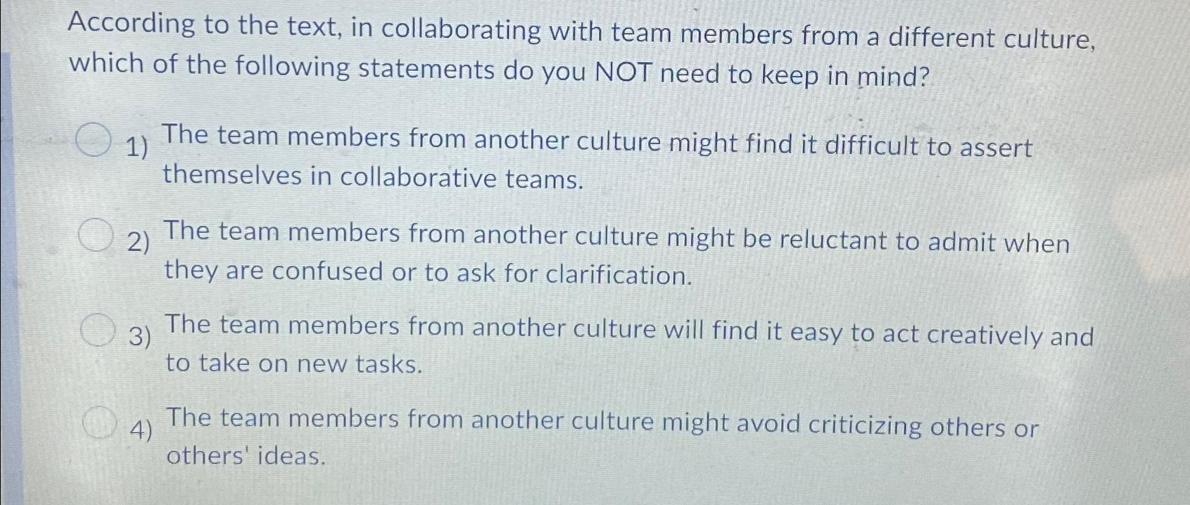 Solved According to the text, in collaborating with team | Chegg.com