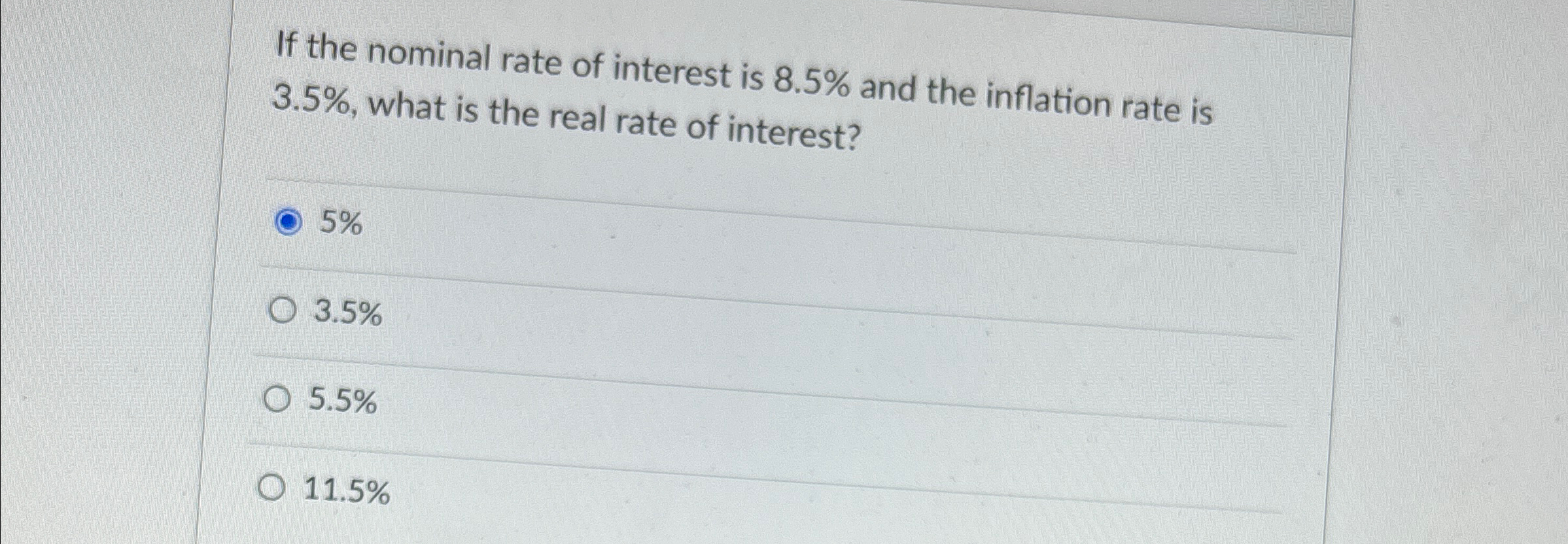 Solved If the nominal rate of interest is 8.5% ﻿and the | Chegg.com