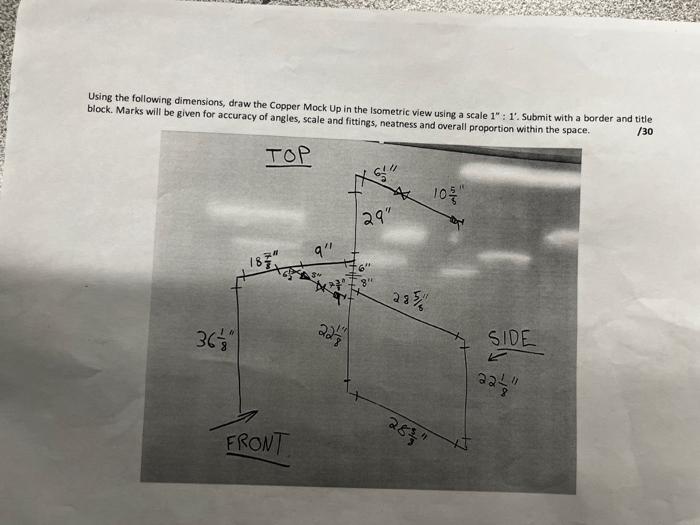 Using the following dimensions, draw the Copper Mock | Chegg.com