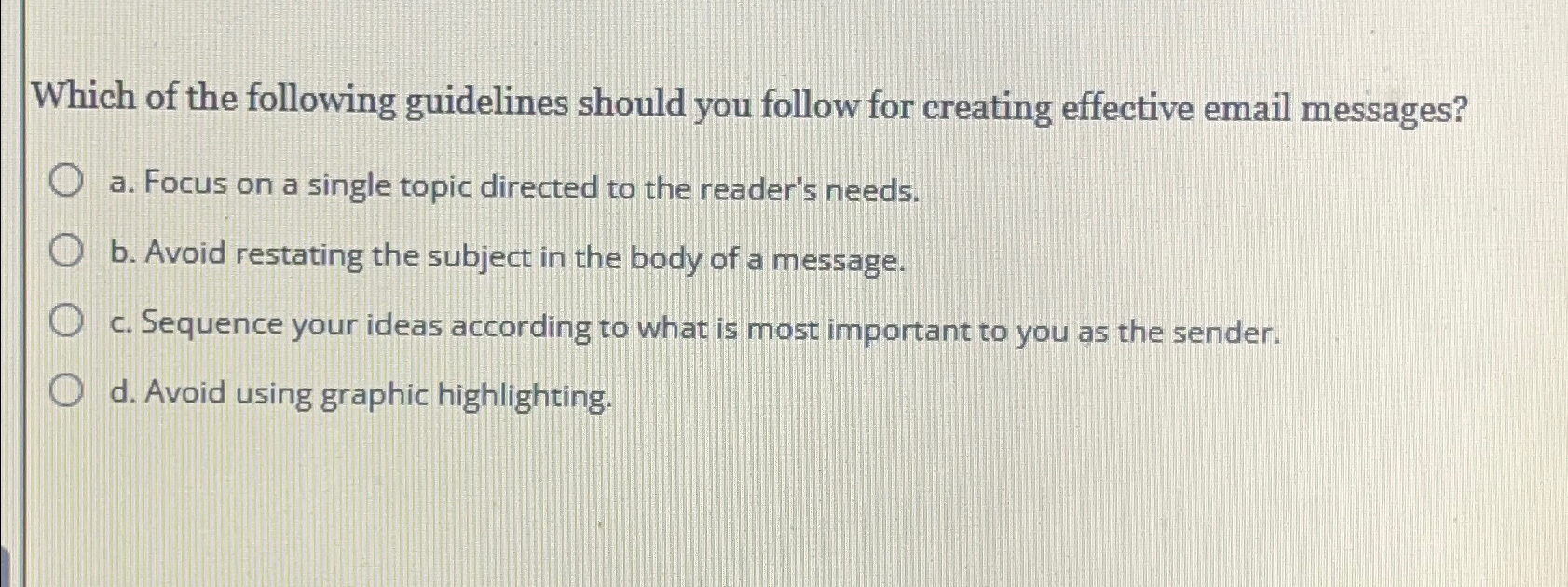Solved Which of the following guidelines should you follow | Chegg.com