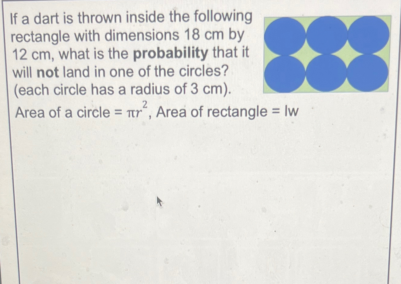 Solved If a dart is thrown inside the following rectangle | Chegg.com