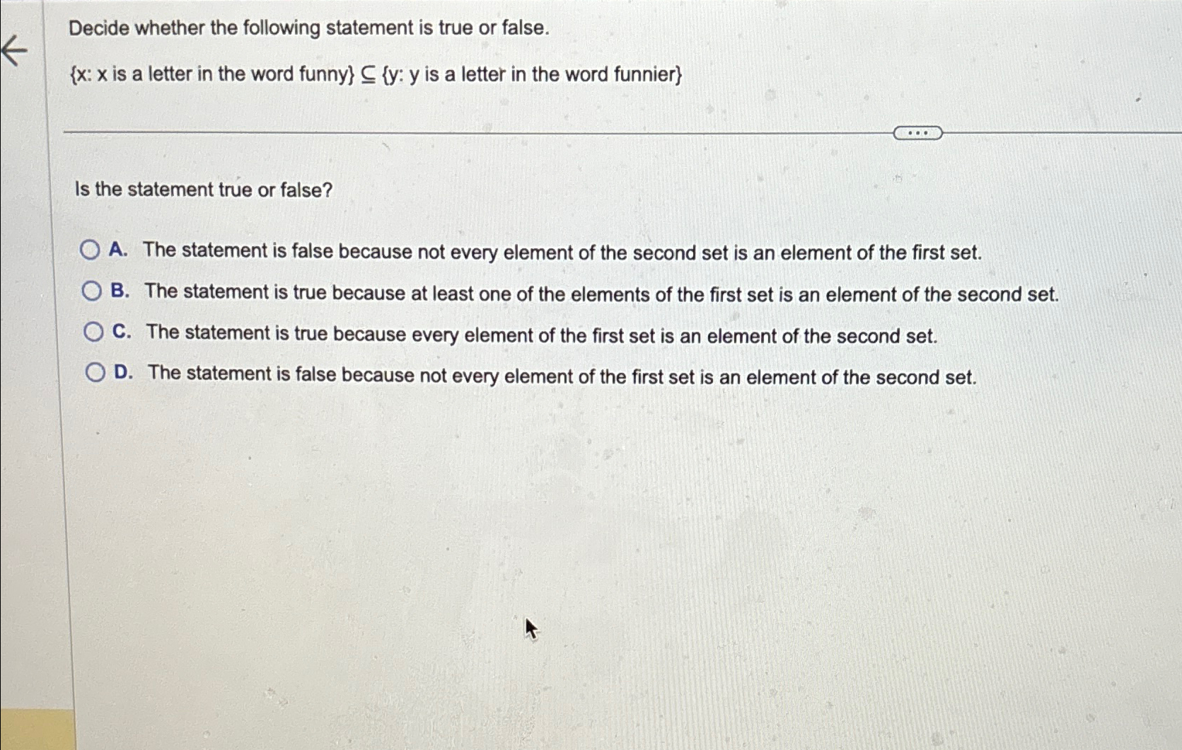 Solved Decide whether the following statement is true or | Chegg.com