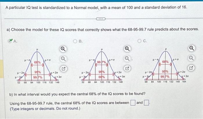 Solved A particular IQ test is standardized to a Normal | Chegg.com