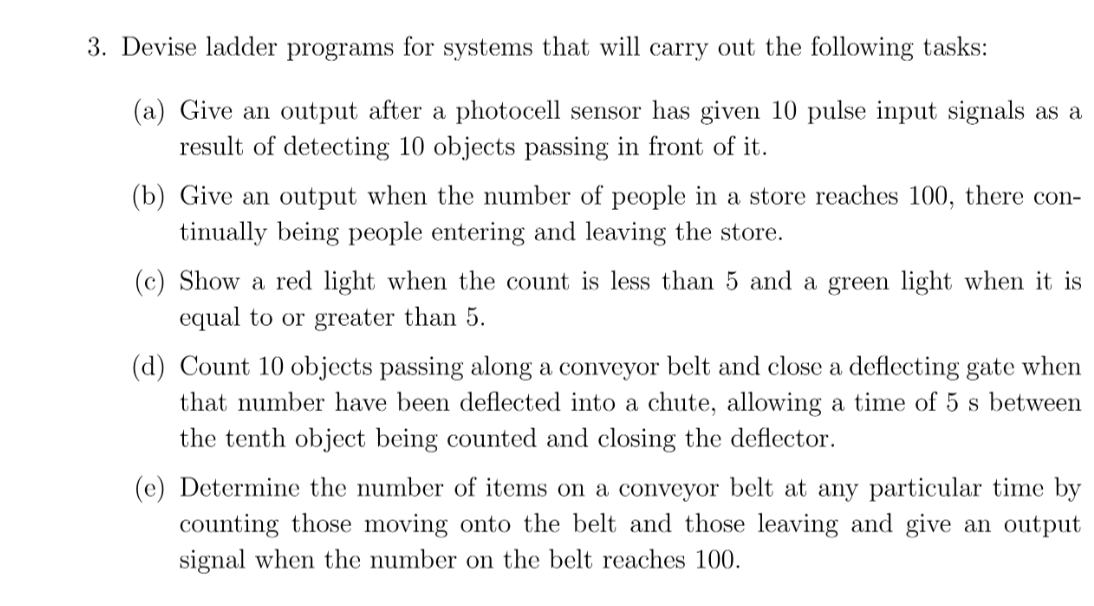 Solved Devise ladder programs for systems that will carry | Chegg.com
