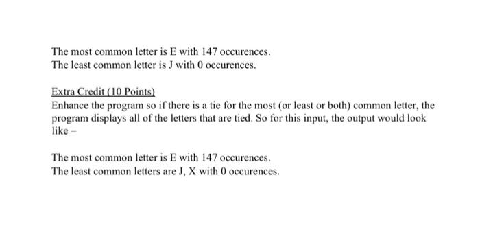 Solved The most common letter is E with 147 occurences. The | Chegg.com
