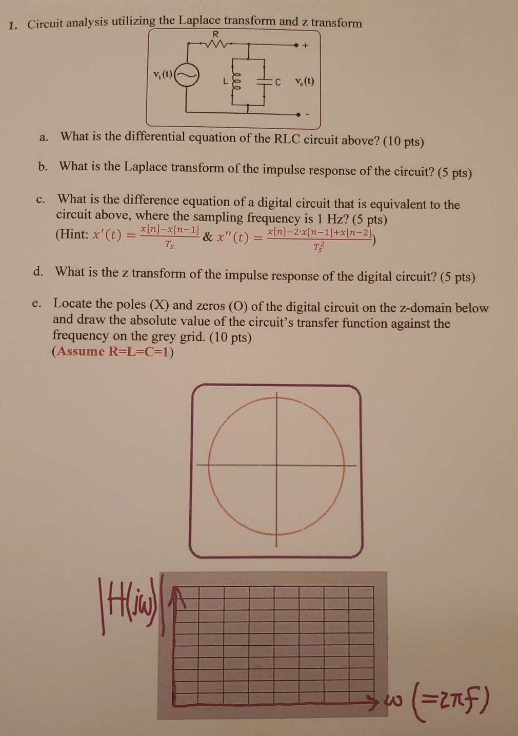 Solved 1. Circuit analysis utilizing the Laplace transform | Chegg.com