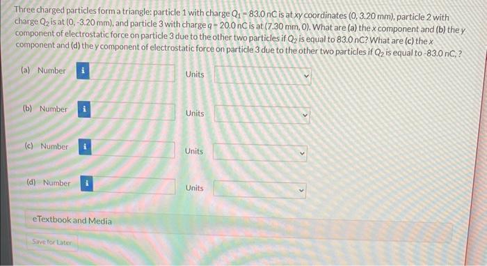 Solved Three charged particles form a triangle: particle 1 | Chegg.com