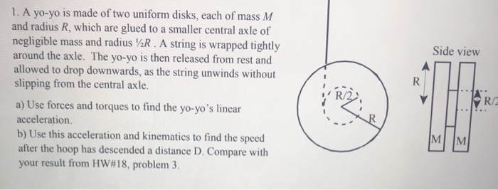 Solved: Side View 1. A Yo-yo Is Made Of Two Uniform Disks,... | Chegg.com