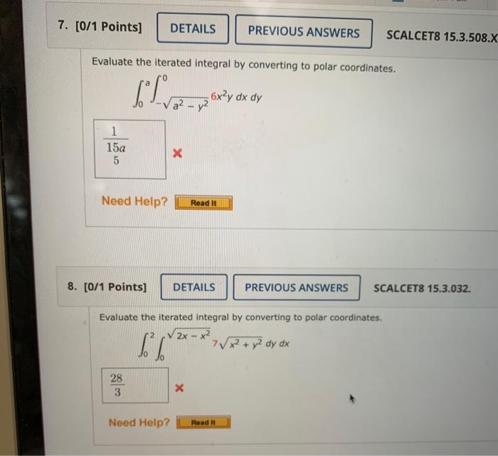 Solved 7. [0/1 Points] DETAILS PREVIOUS ANSWERS SCALCET8 | Chegg.com