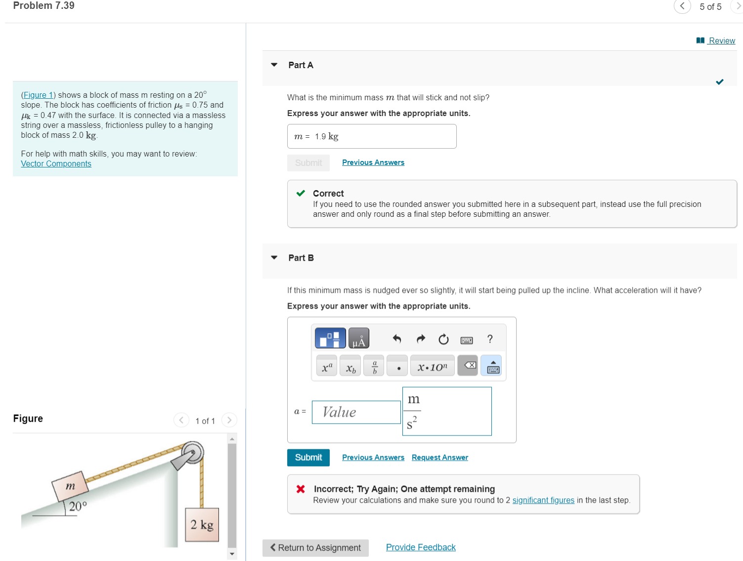 Solved Part A(Figure 1) ﻿shows a block of mass m ﻿resting on | Chegg.com
