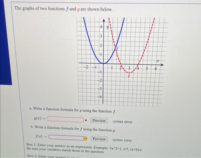 Solved The graphs of two functions f and g are shown below. | Chegg.com