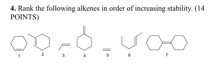 Solved 4 Rank The Following Alkenes In Order Of Increasing