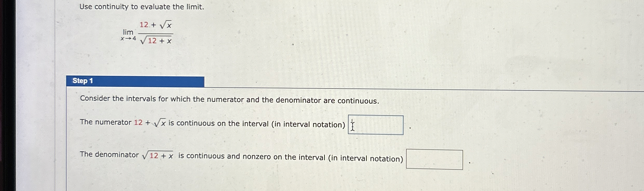 Solved Use continuity to evaluate the | Chegg.com