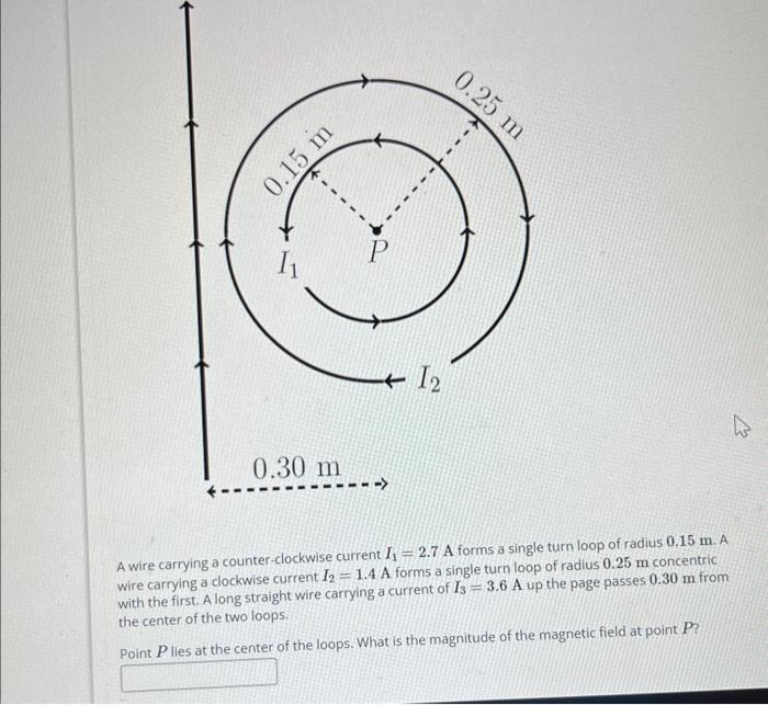Solved A wire carrying a counter-clockwise current I1=2.7 A | Chegg.com