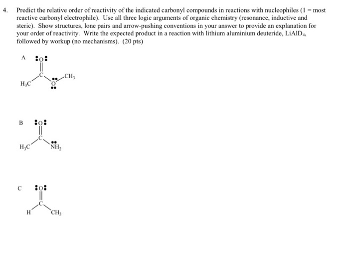 Solved 4. Predict the relative order of reactivity of the | Chegg.com