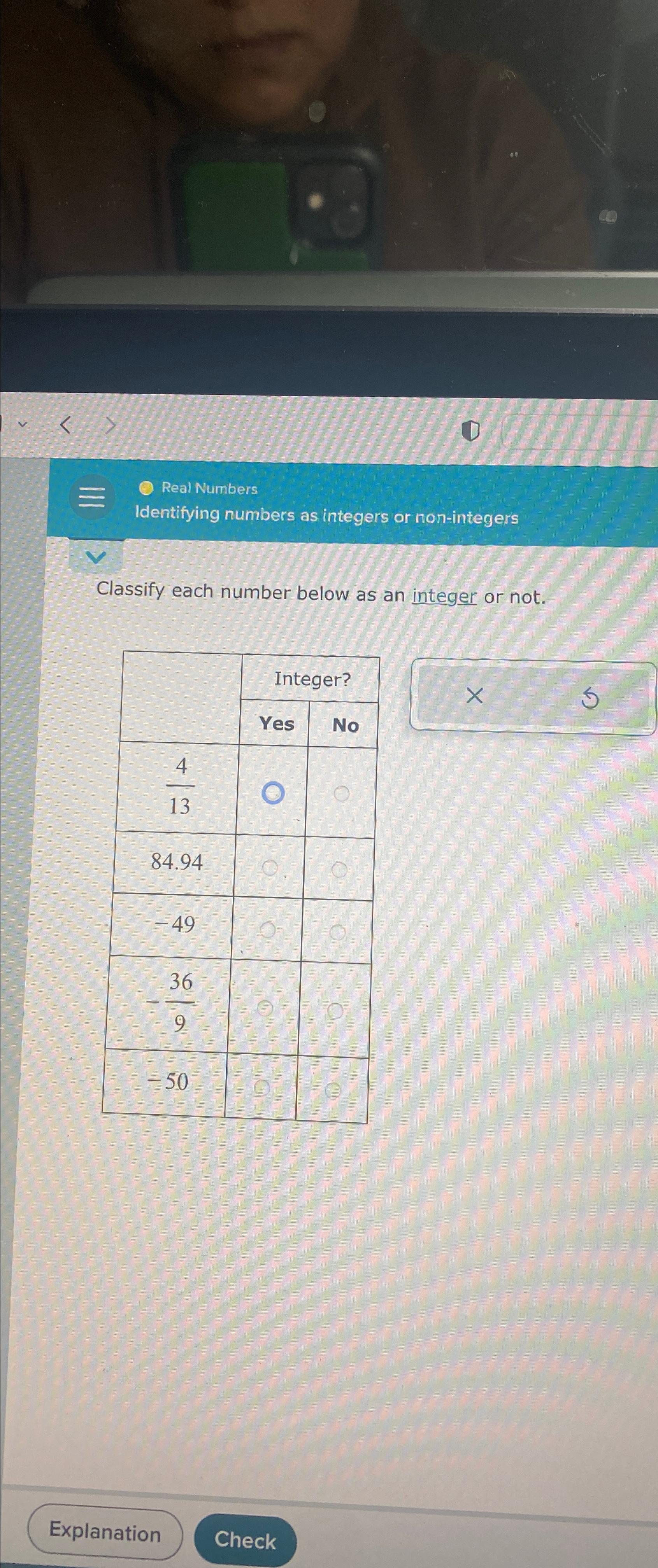 Solved Real Numbersidentifying Numbers As Integers Or 