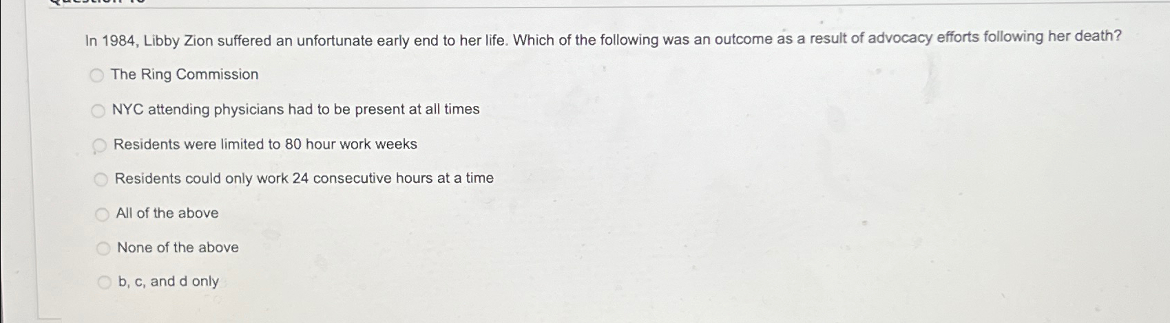 Solved In 1984 , ﻿Libby Zion suffered an unfortunate early | Chegg.com