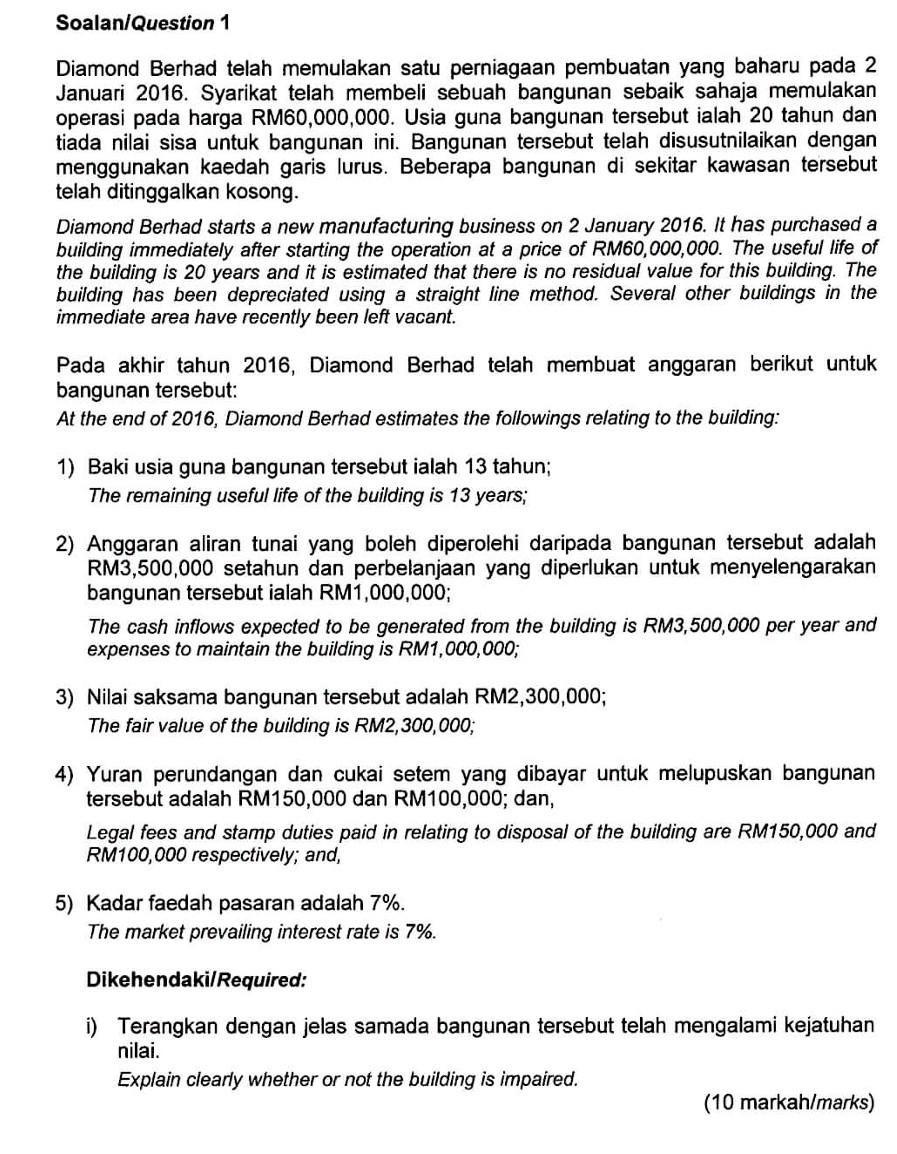 Solved Soalan/Question 1 Diamond Berhad telah memulakan satu | Chegg.com Solved Soalan/Question 1 Diamond Berhad telah memulakan satu | Chegg.com