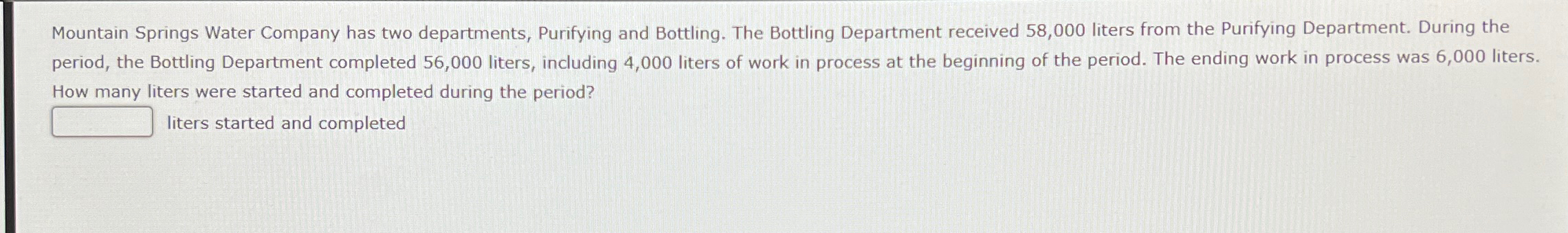 Solved Mountain Springs Water Company has two departments, | Chegg.com