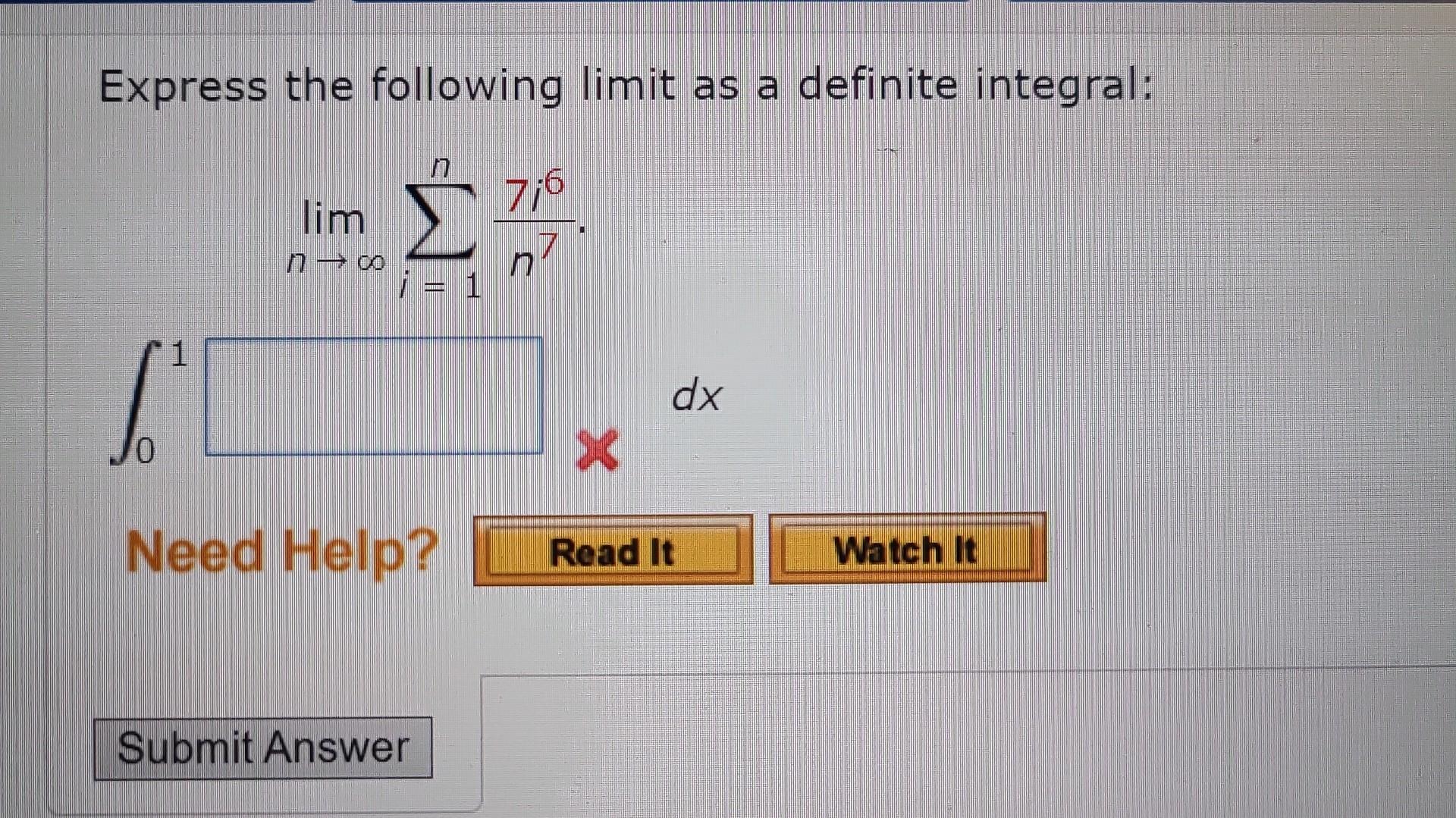 Solved Express the following limit as a definite integral: | Chegg.com
