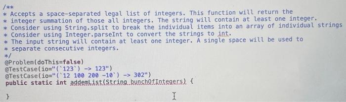 Solved I * Accepts a space-separated legal list of integers. | Chegg.com