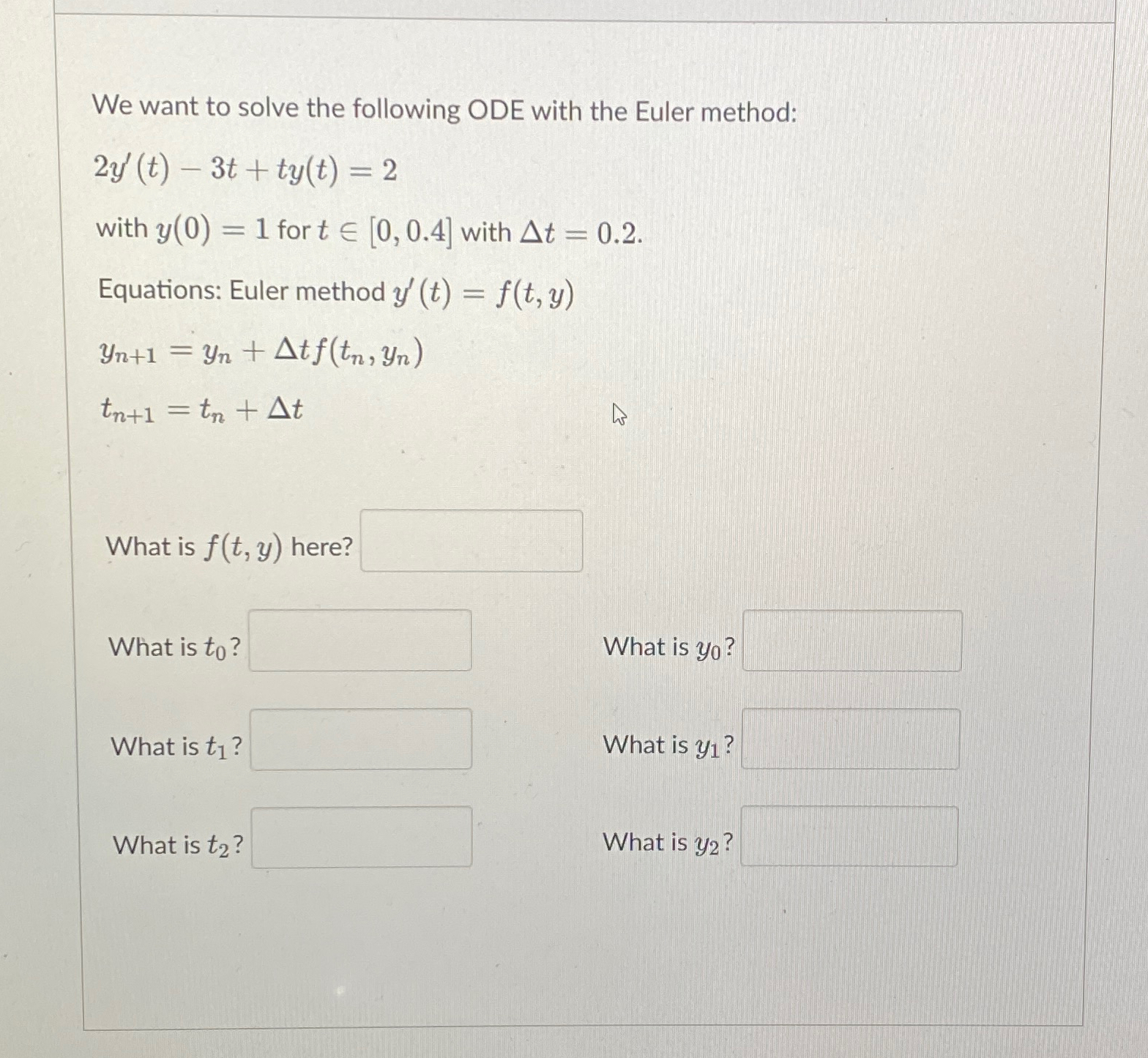 Solved We want to solve the following ODE with the Euler | Chegg.com