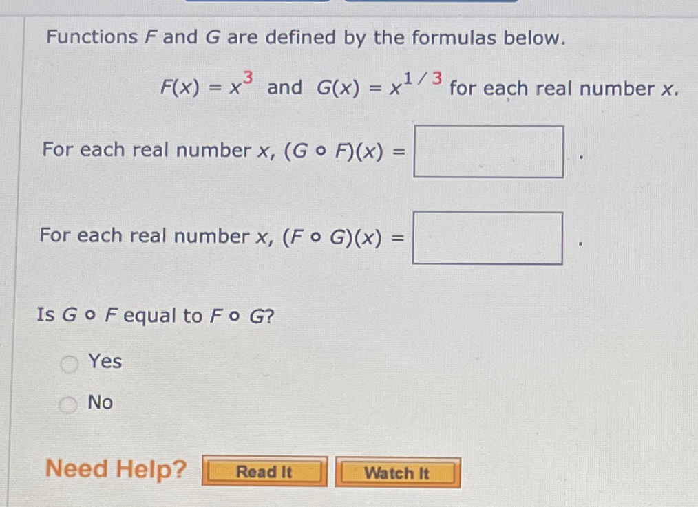 Solved Functions F ﻿and G ﻿are defined by the formulas | Chegg.com