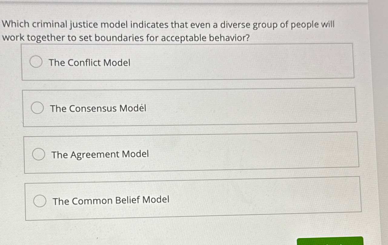 Solved Which criminal justice model indicates that even a | Chegg.com