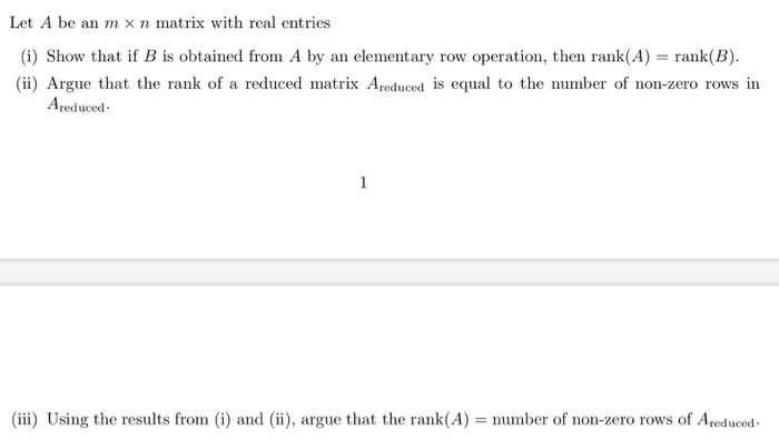 Solved Let A be an m x n matrix with real entries (i) Show | Chegg.com