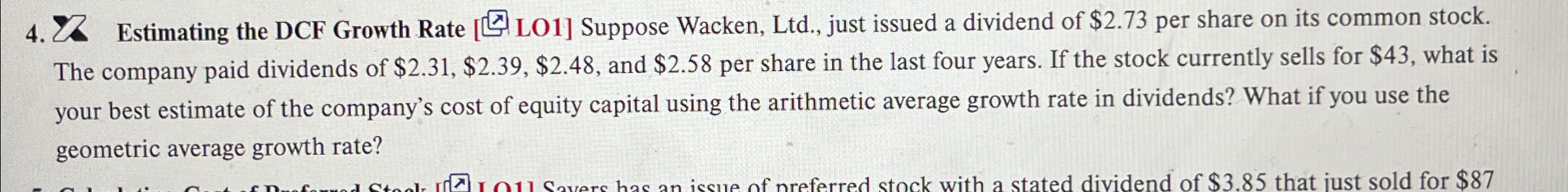 Solved 2 ﻿Estimating the DCF Growth Rate [ ﻿LO1] ﻿Suppose | Chegg.com