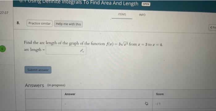 Solved Find the arc length of the graph of the function | Chegg.com