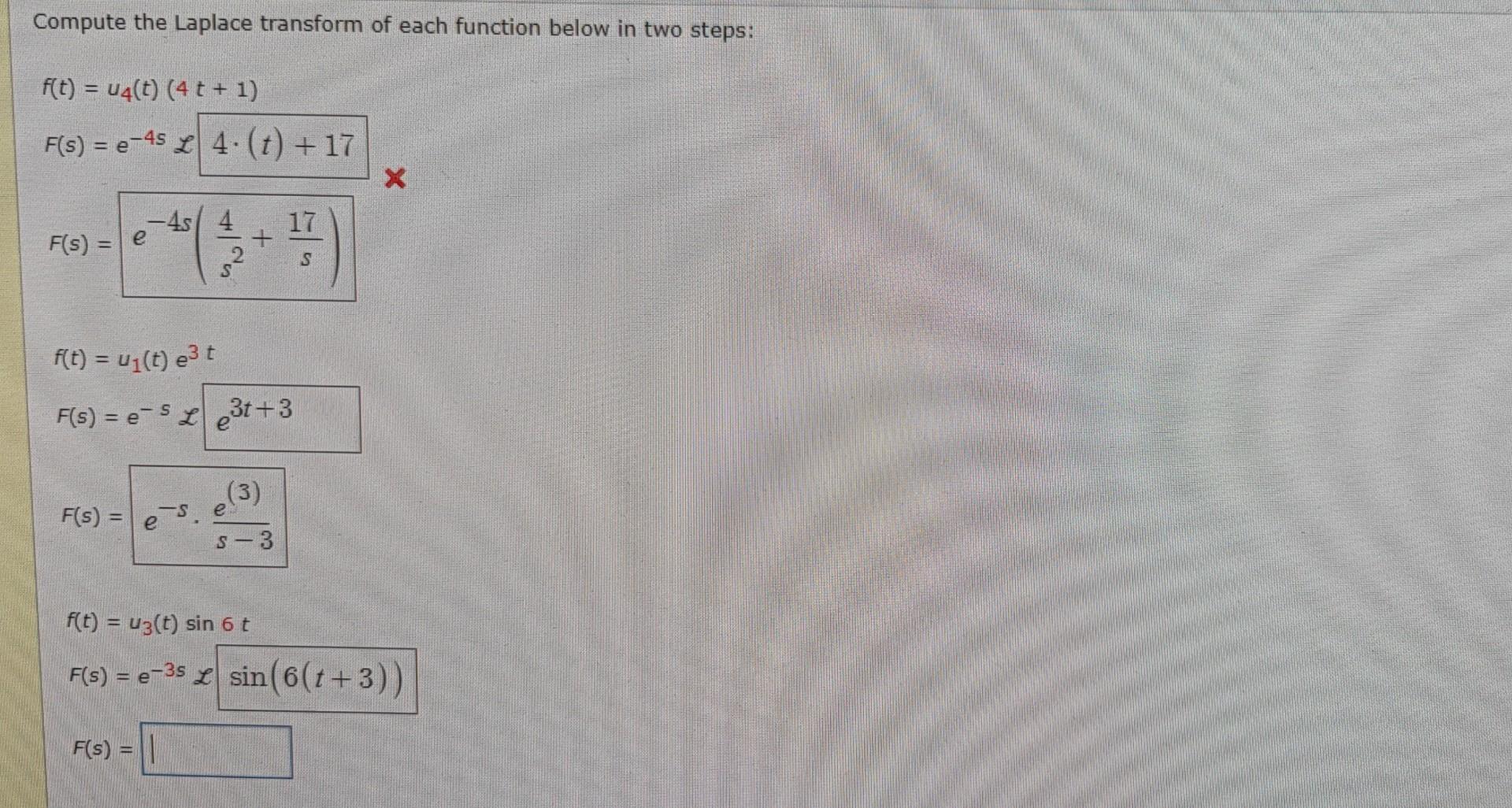 Solved Compute the Laplace transform of each function below | Chegg.com