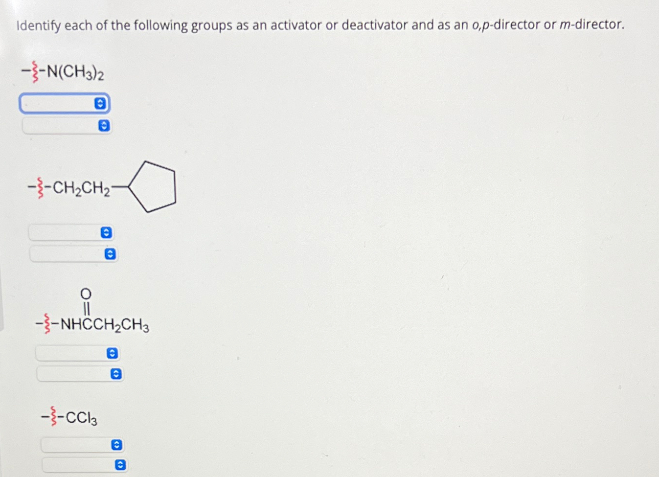 Solved Identify each of the following groups as an activator | Chegg.com