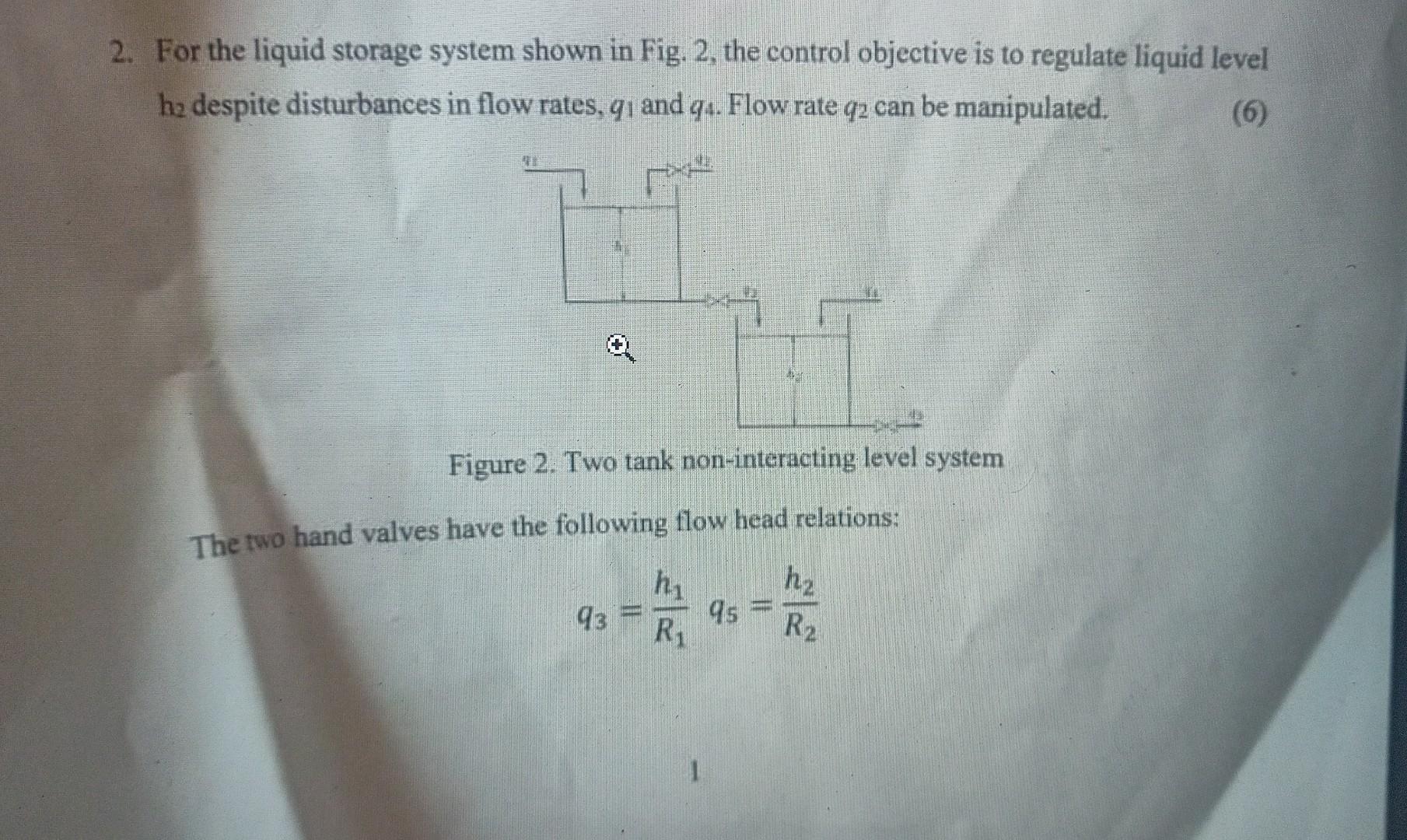 For the liquid storage system shown in Fig. 2 , the | Chegg.com