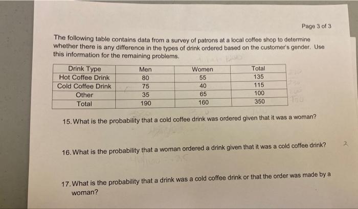 Solved Page 3 of 3 The following table contains data from a | Chegg.com